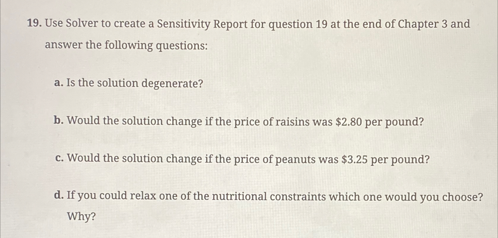 Solved Use Solver to create a Sensitivity Report for | Chegg.com