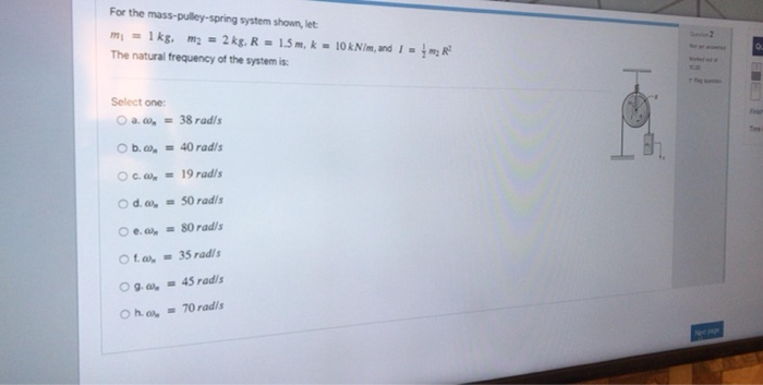 Solved For the mass-pulley-spring system shown, let mi = 1 | Chegg.com