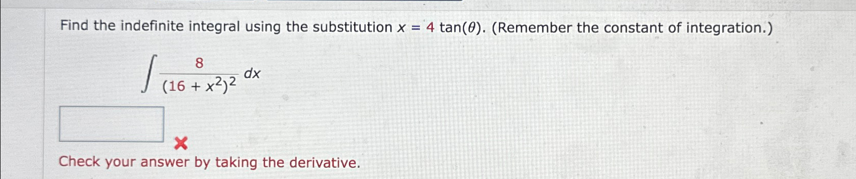 Solved Find the indefinite integral using the substitution | Chegg.com