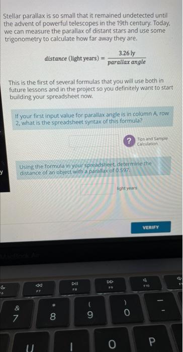 Solved Stellar parallax is so small that it remained | Chegg.com