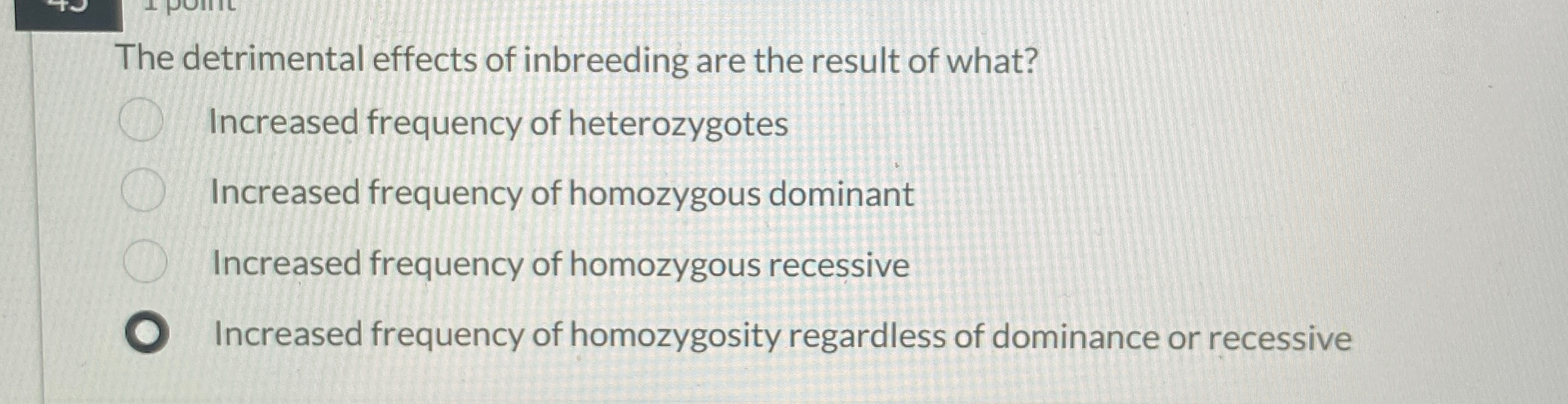Solved The detrimental effects of inbreeding are the result | Chegg.com