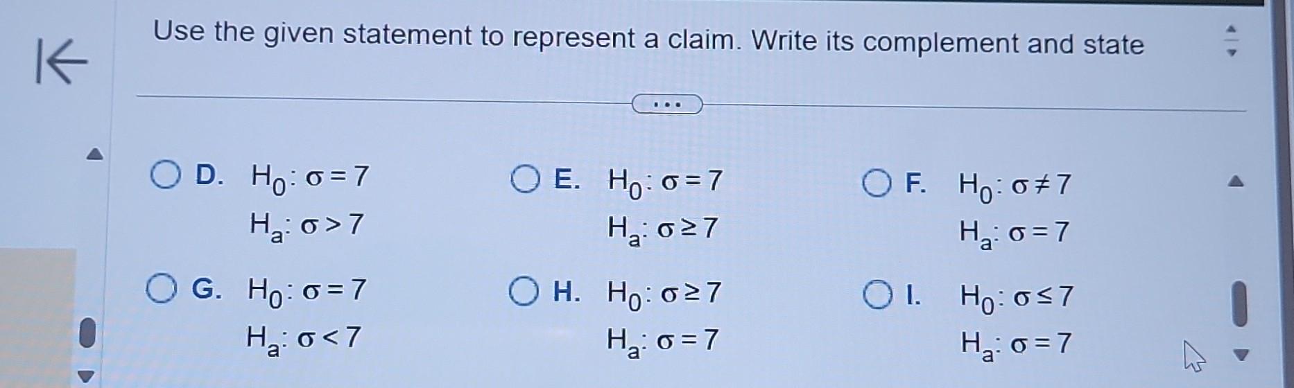 Solved Use the given statement to represent a claim. Write | Chegg.com