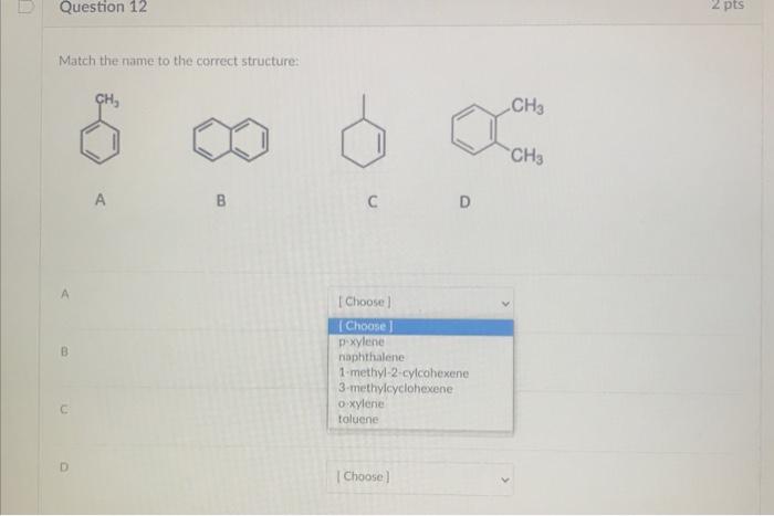Solved Match the name to the correct structure: | Chegg.com