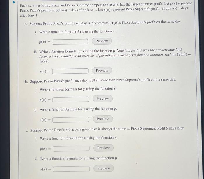 Solved tach summer Primo Pizza and Pizza Supreme compete to | Chegg.com