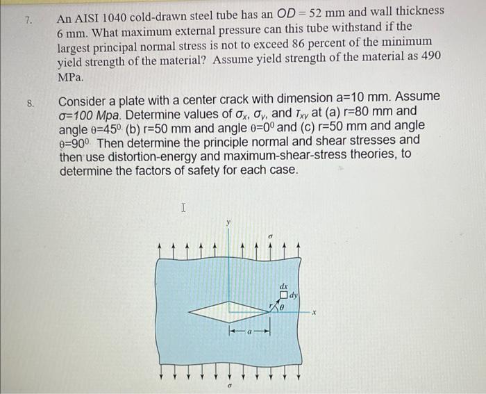 Solved An AISI 1040 cold-drawn steel tube has an OD=52 mm | Chegg.com