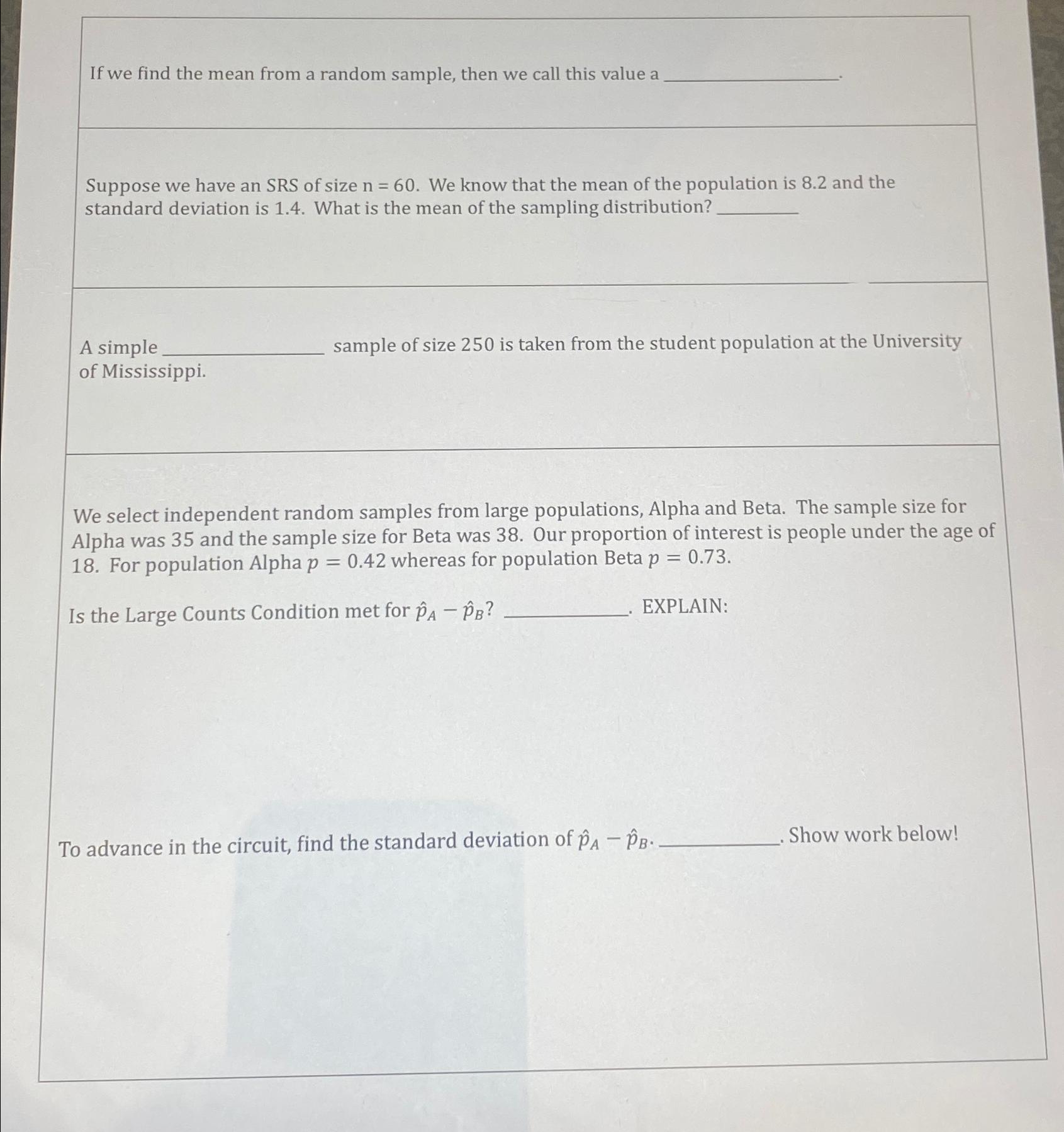 Solved If we find the mean from a random sample, then we | Chegg.com
