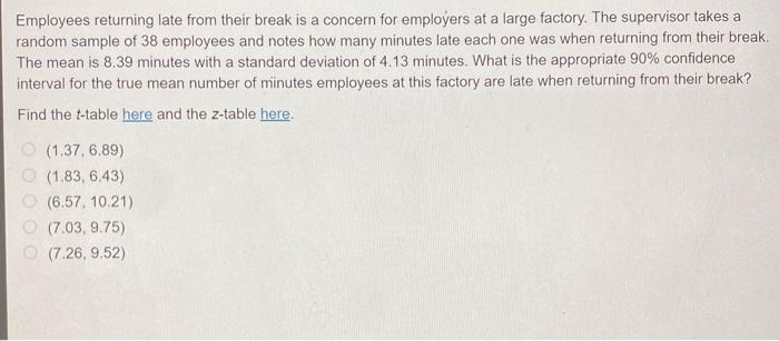 Solved Employees returning late from their break is a | Chegg.com