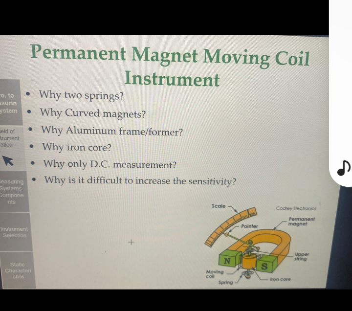 Solved Permanent Magnet Moving Coil Instrument Why two | Chegg.com
