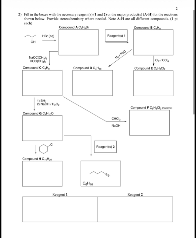 2Fill in the boxes with the necessary reagent(s) (1 | Chegg.com