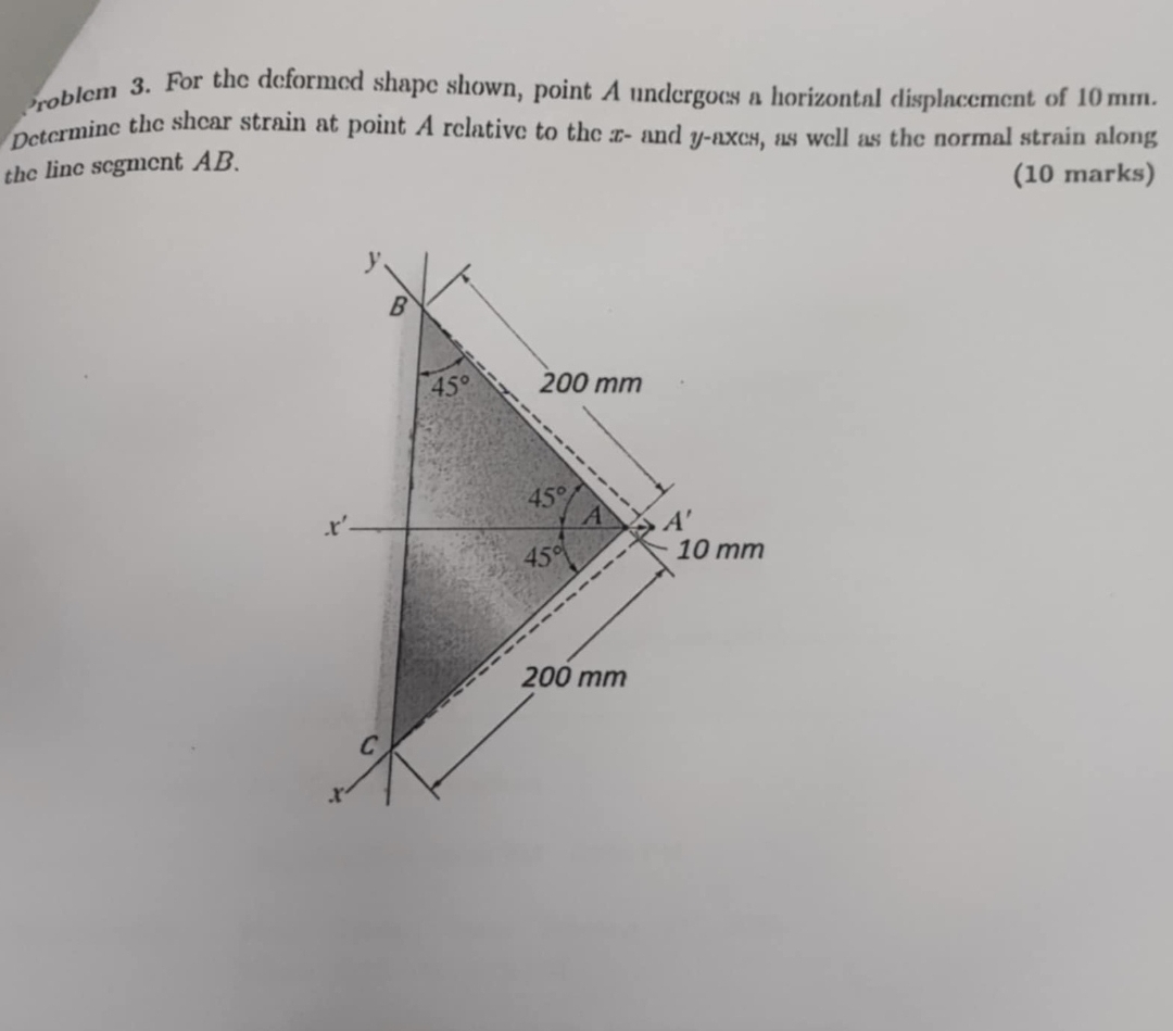 Solved roblem 3. ﻿For the deformed shape shown, point A | Chegg.com