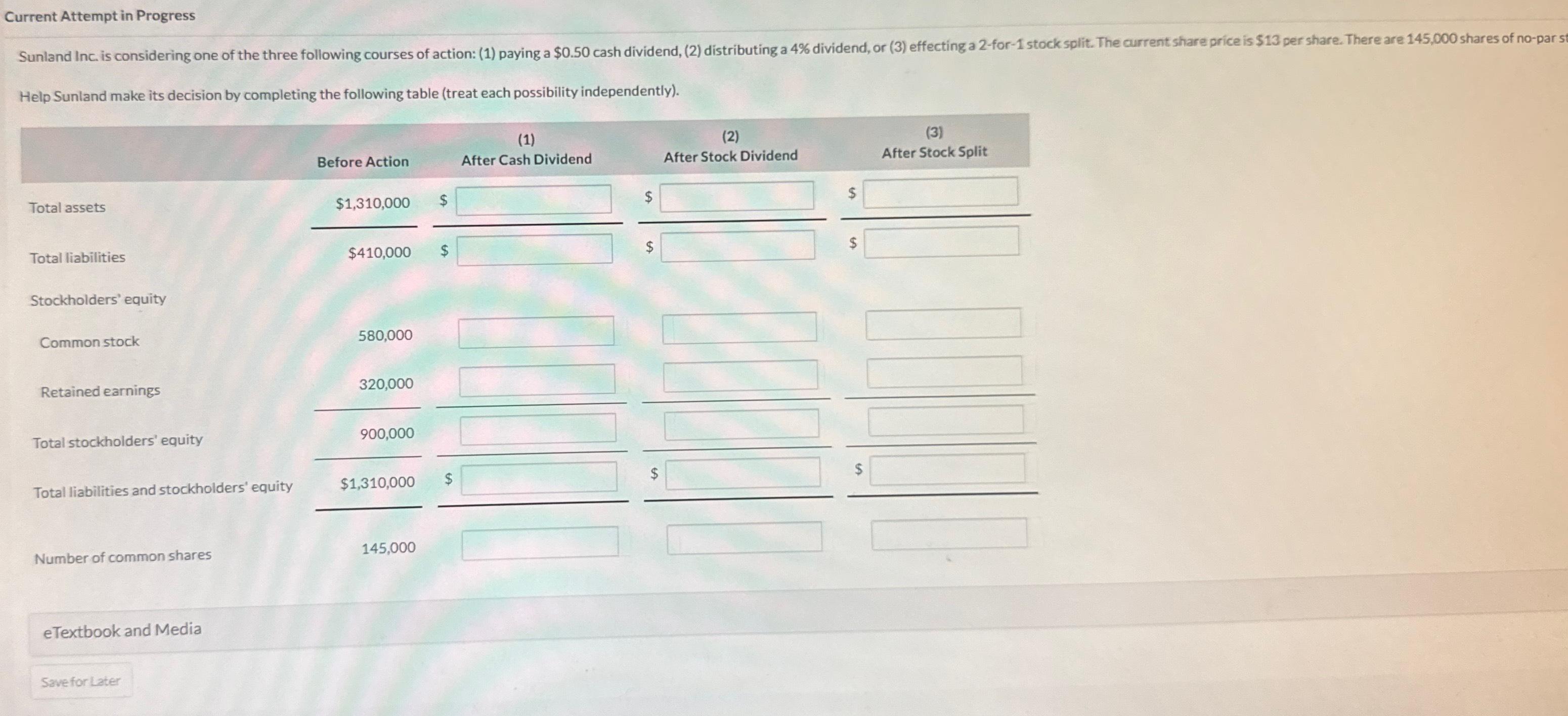 Solved Current Attempt in Progress Help Sunland make its | Chegg.com
