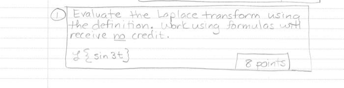 Solved Evaluate the Laplace transform using the definition. | Chegg.com