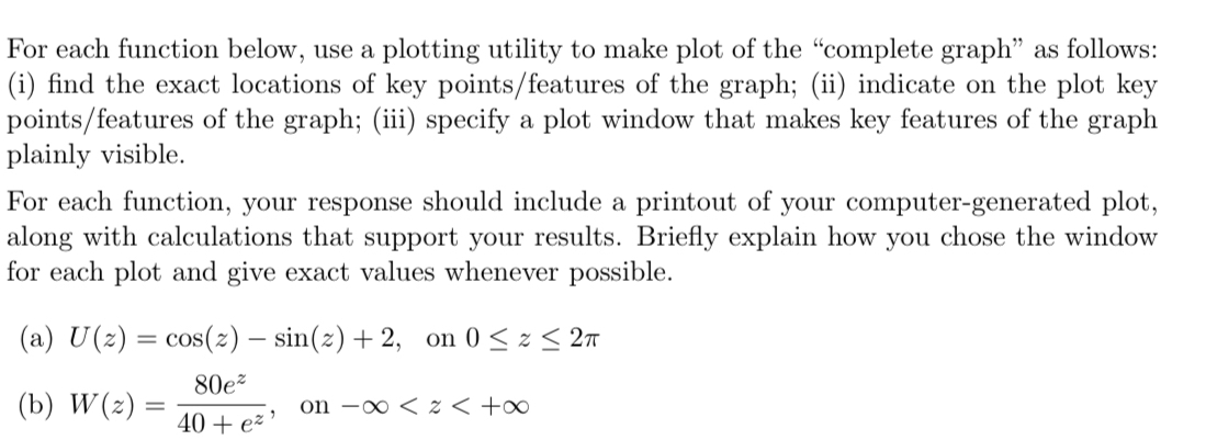 Solved For each function below, use a plotting utility to | Chegg.com
