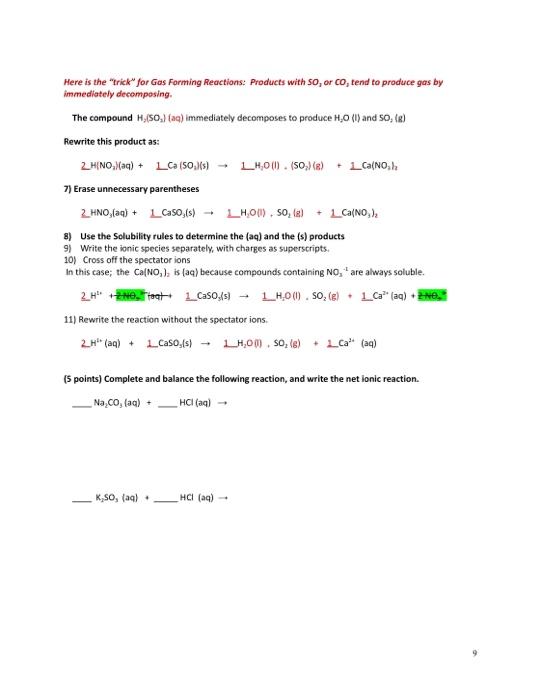 Solved Gas Forming Reactions Example: When an aqueous | Chegg.com