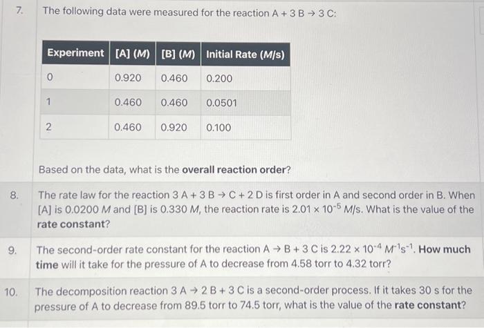 Solved please solve number 7,8,9 and 10 and work out in full | Chegg.com