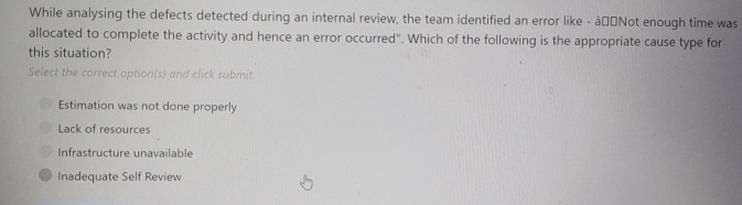 Solved While analysing the defects detected during an | Chegg.com