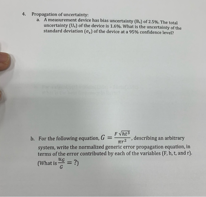Solved 4. Propagation of uncertainty: a. A measurement | Chegg.com