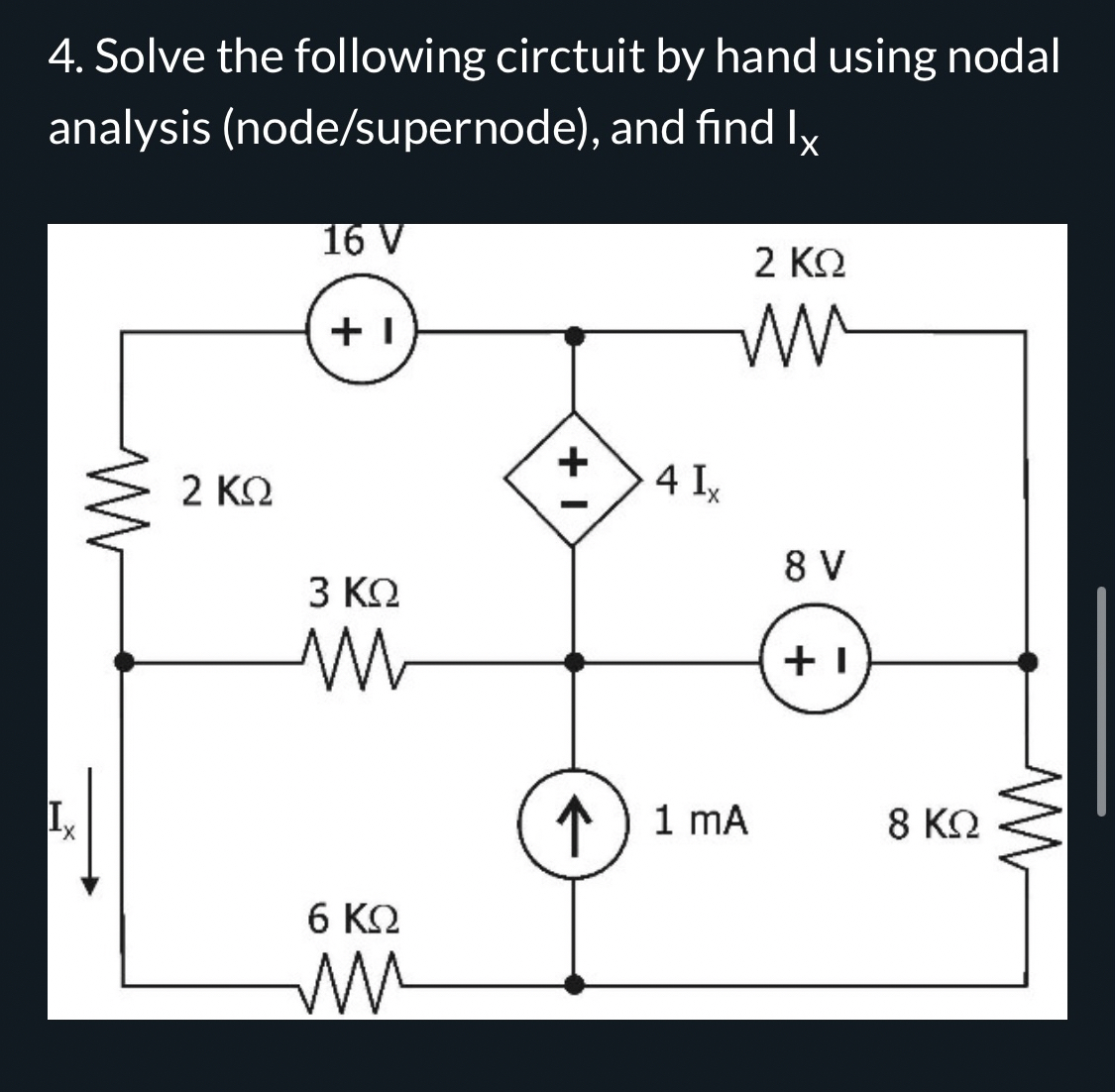 Solve the following circtuit by hand using nodal | Chegg.com