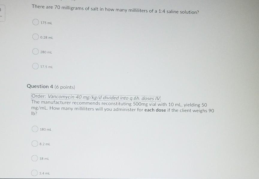 Solved There are 70 milligrams of salt in how many | Chegg.com