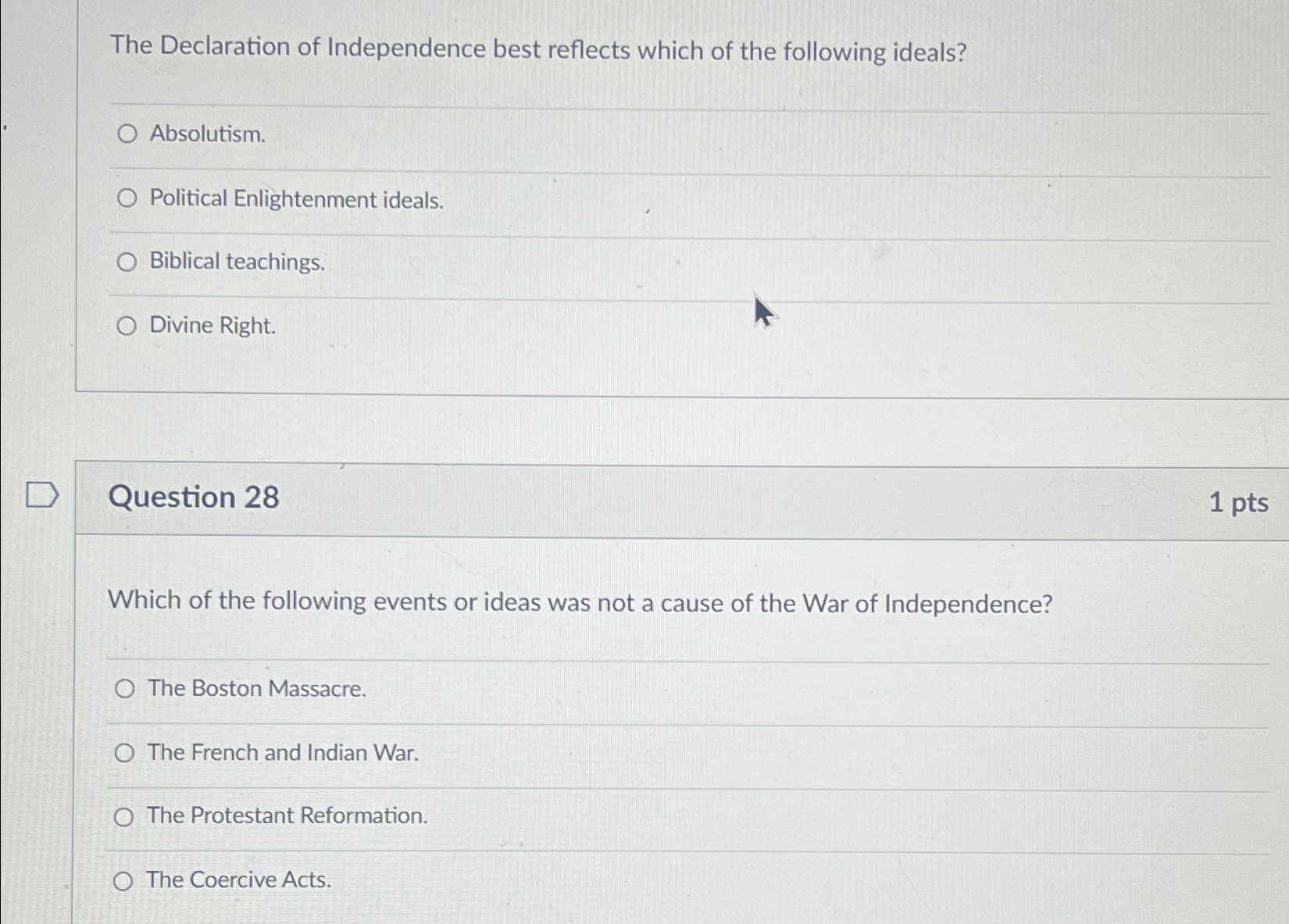 Solved The Declaration of Independence best reflects which | Chegg.com