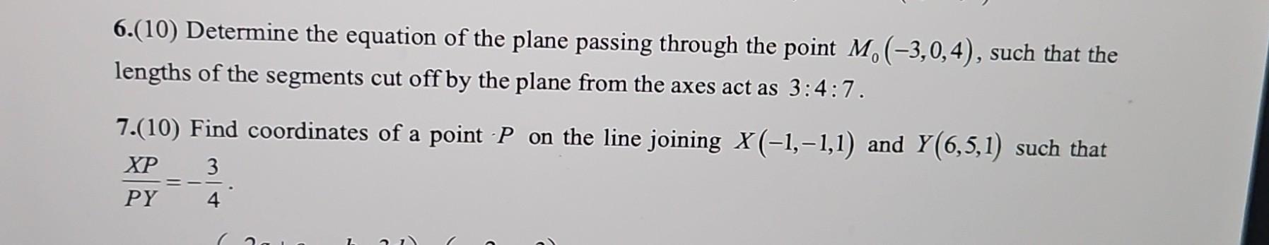 Solved 6.(10) Determine the equation of the plane passing | Chegg.com