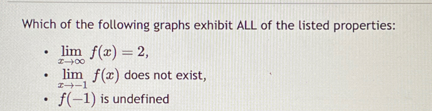 Solved Which of the following graphs exhibit ALL of the | Chegg.com
