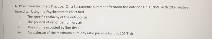 Solved G. Psychrometric Chart Practice: On a Sacramento | Chegg.com