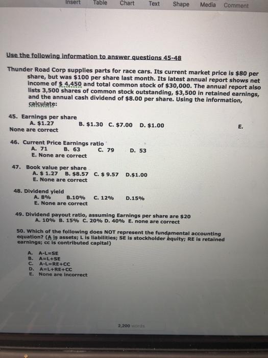 Solved Insert Table Chart Text Shape Media Comment Use the | Chegg.com