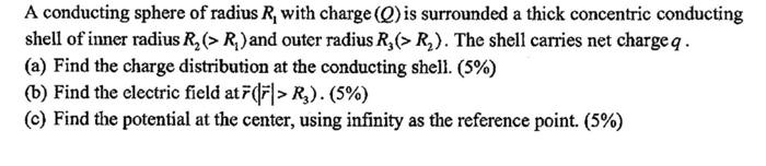 Solved A conducting sphere of radius R1 with charge (Q) is | Chegg.com