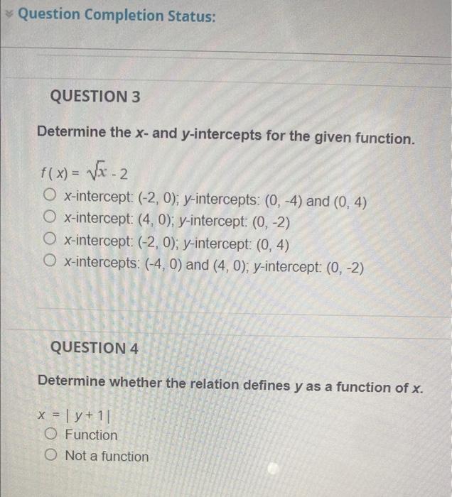 Solved Determine the x - and y-intercepts for the given | Chegg.com