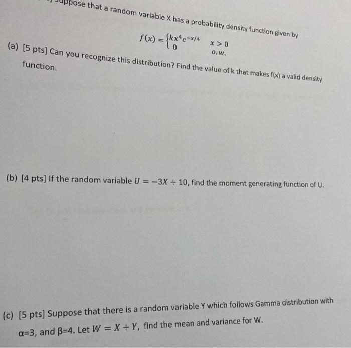 Solved 2ariable X has a probability density function given | Chegg.com