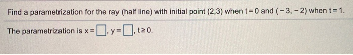 Solved Find a parametrization for the ray (half line) with | Chegg.com