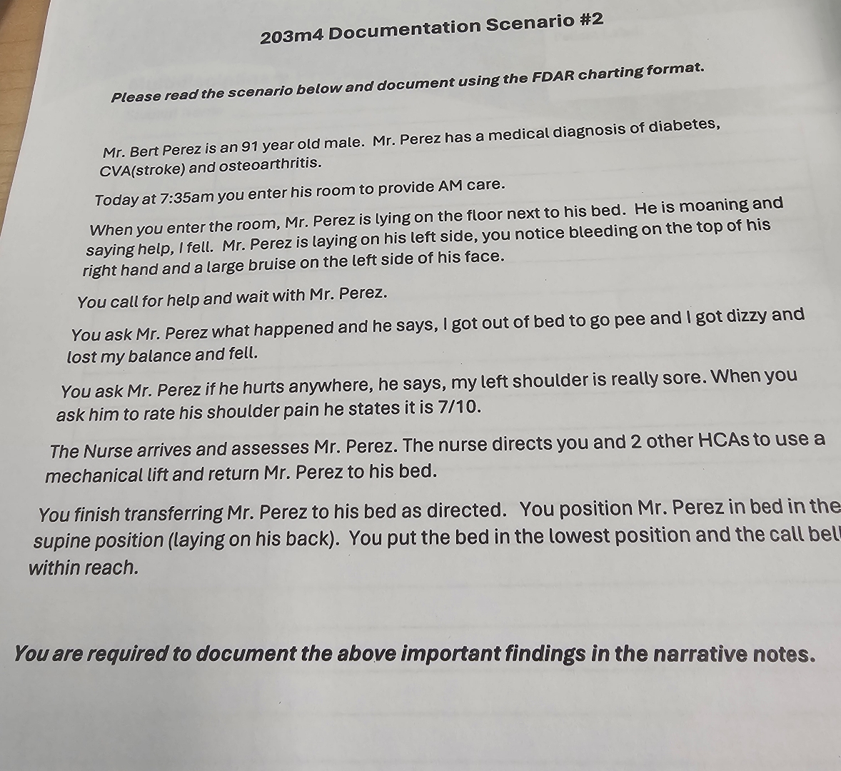 Solved 203m4 ﻿Documentation Scenario #2Please read the | Chegg.com