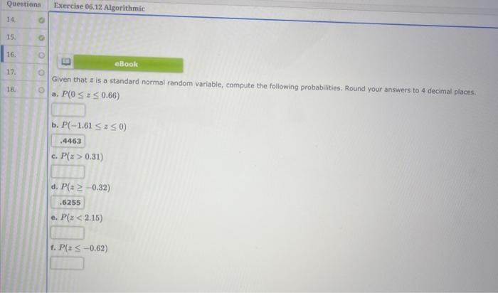Solved Questions Exercise 06.12 Algorithmic 14 15. 16. eBook | Chegg.com