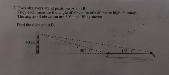 Solved 2. Two observers are at positions A and B. They each | Chegg.com