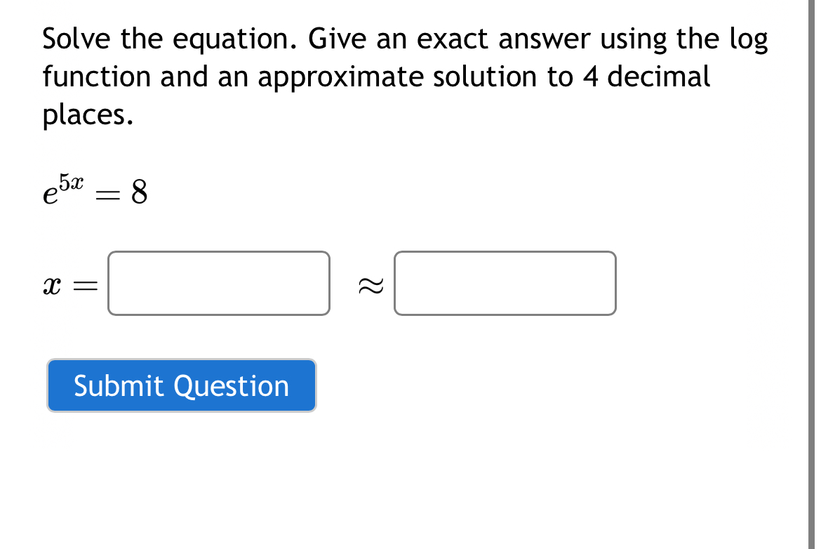 Solved Solve the equation. Give an exact answer using the | Chegg.com