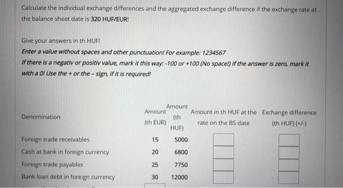 Solved Calculate the individual exchange differences and the | Chegg.com