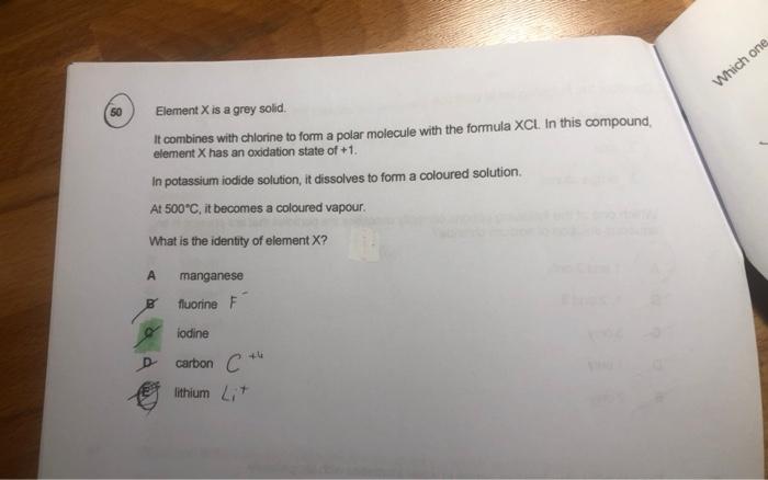 Solved Element X is a grey solid. It combines with chlorine | Chegg.com