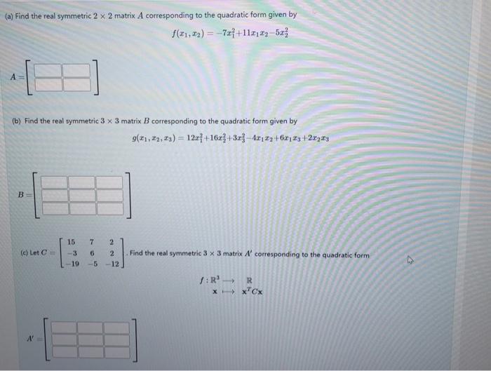 Solved (a) Find the real symmetric 2×2 matrix A | Chegg.com