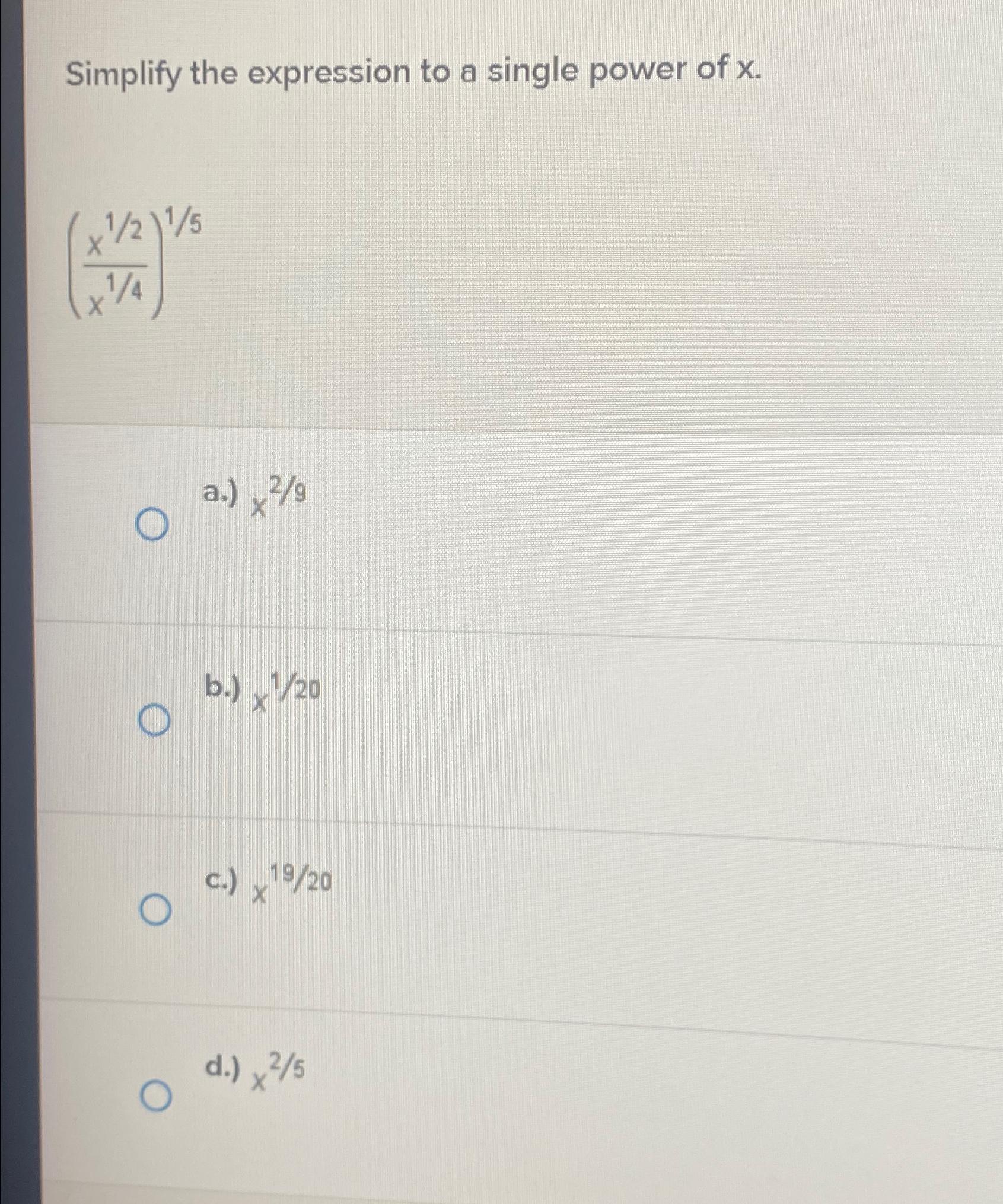 Solved Simplify the expression to a single power of | Chegg.com