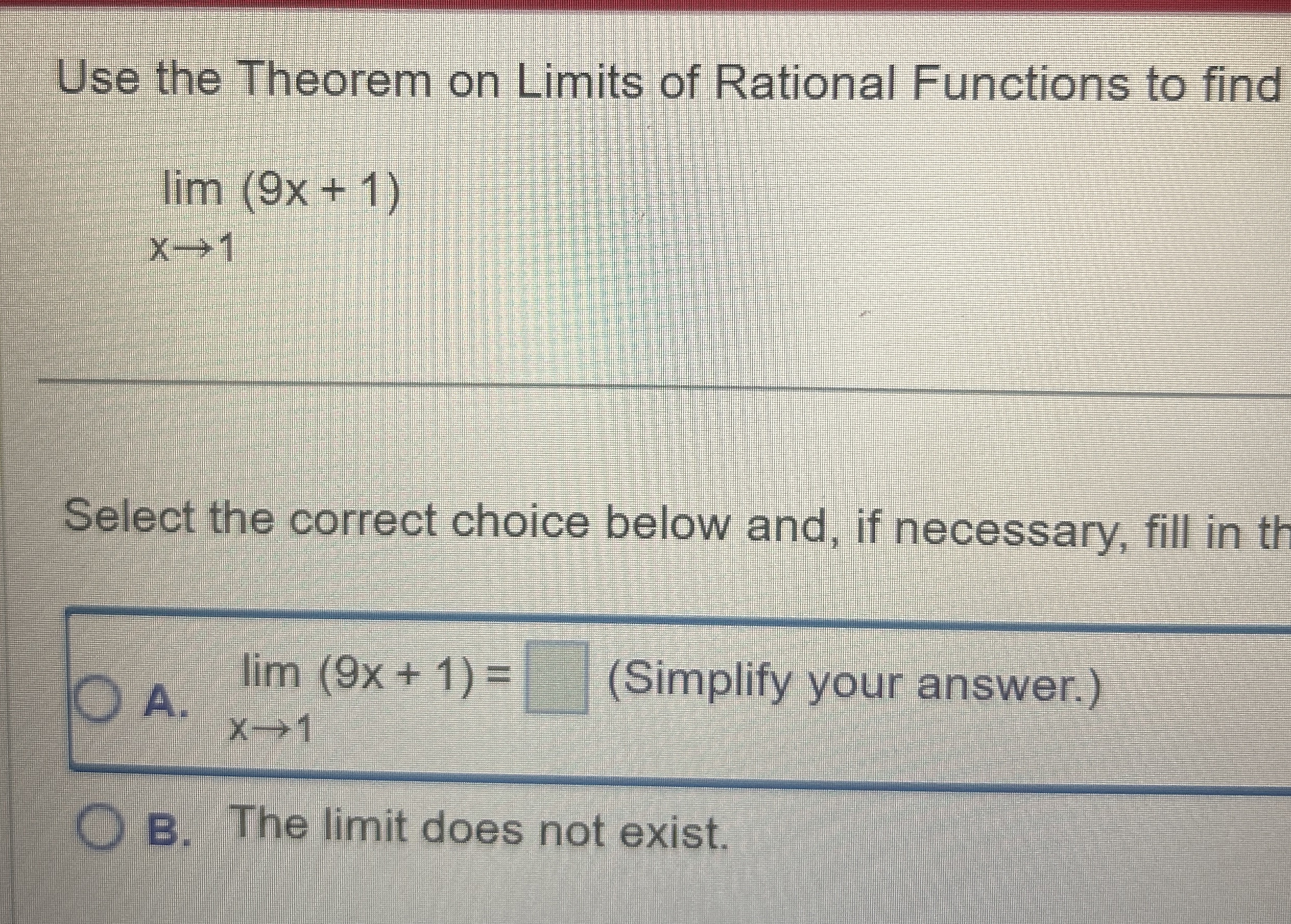 Solved Use the Theorem on Limits of Rational Functions to | Chegg.com