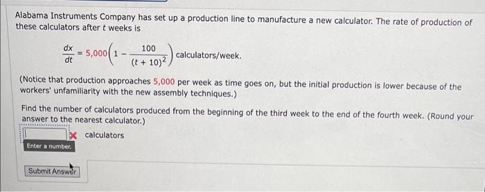 Solved Alabama Instruments Company has set up a production | Chegg.com