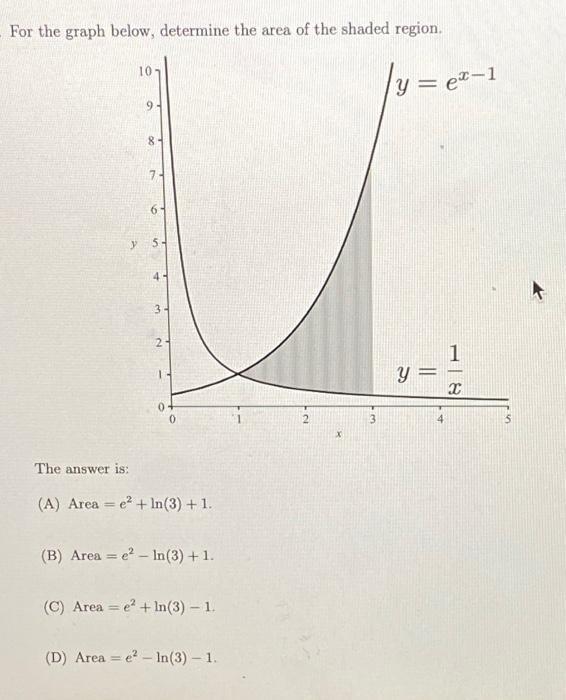 Solved For the graph below, determine the area of the shaded | Chegg.com