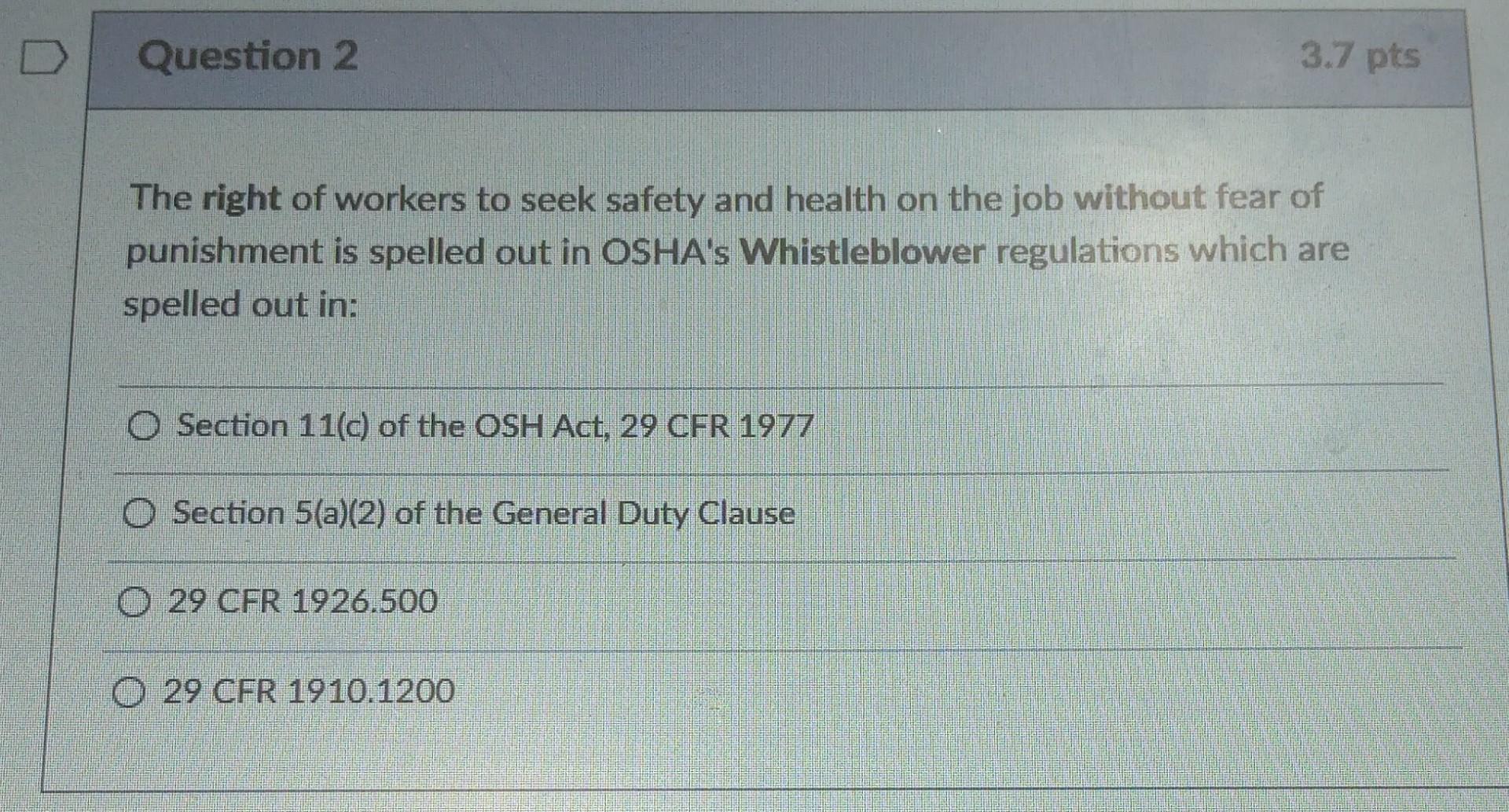 Solved The General Duty Clause, Section 5(a)(1), known as a | Chegg.com