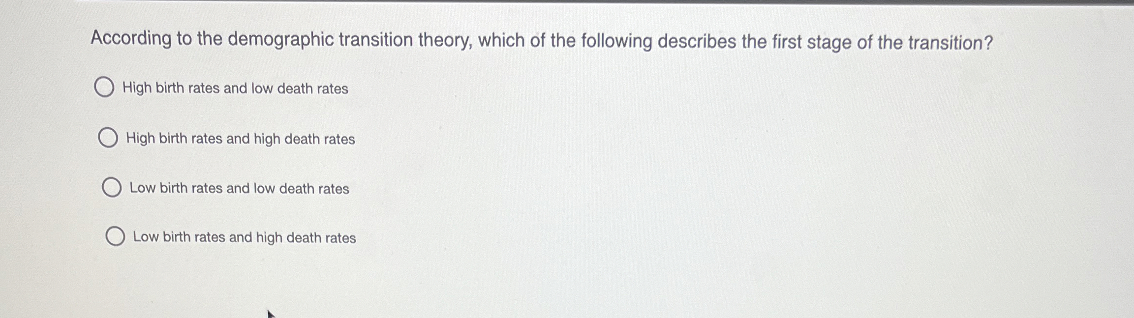 Solved According to the demographic transition theory, which | Chegg.com