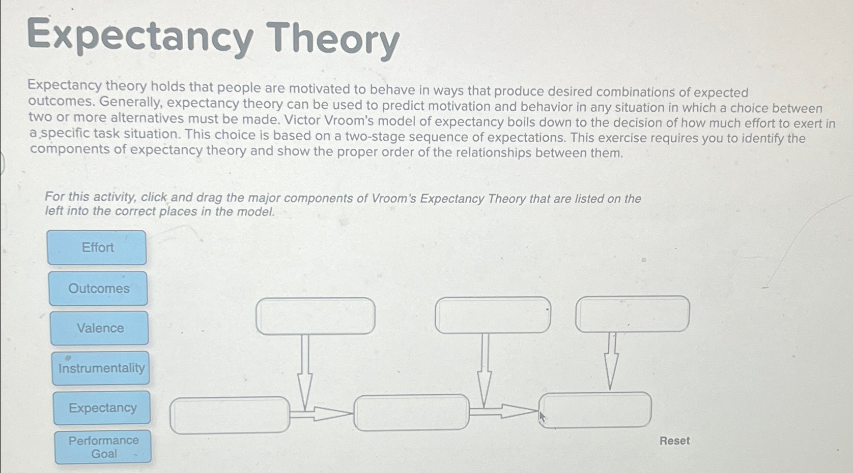 Solved Expectancy TheoryExpectancy theory holds that people | Chegg.com