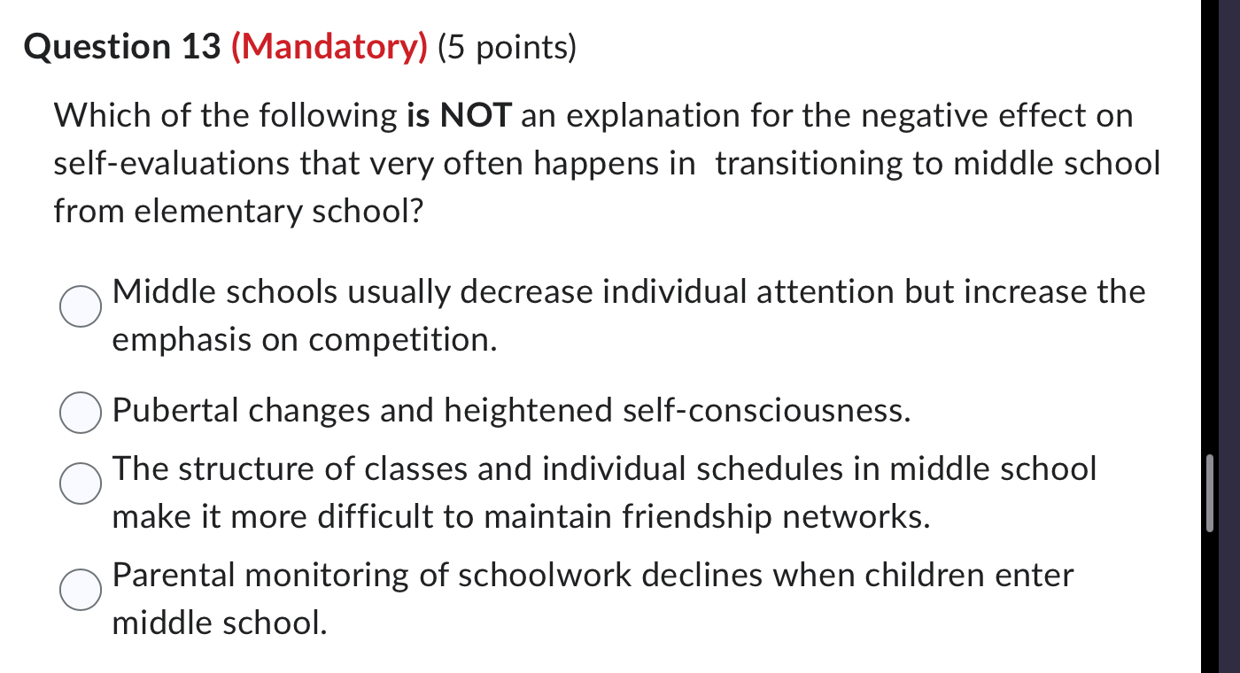 Solved Question 13 (Mandatory) (5 ﻿points)Which of the | Chegg.com