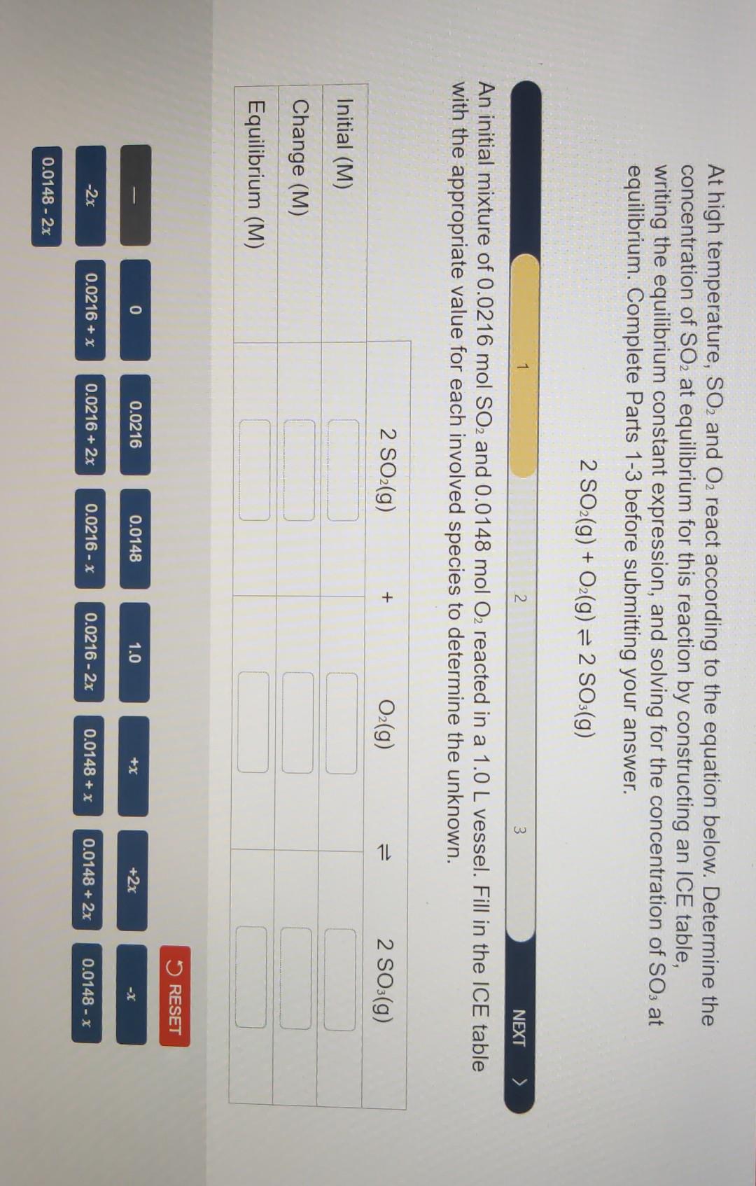 Solved At high temperature, SO2 and O2 react according to | Chegg.com