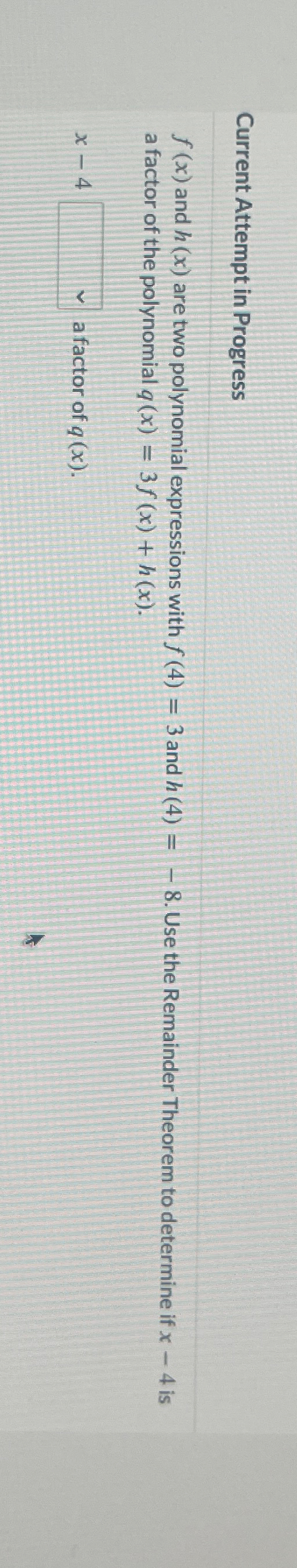 Solved Current Attempt in Progressf(x) ﻿and h(x) ﻿are two | Chegg.com