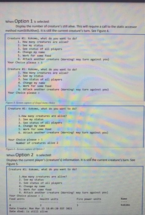 Solved Write in JAVA the class Creature and test it before | Chegg.com